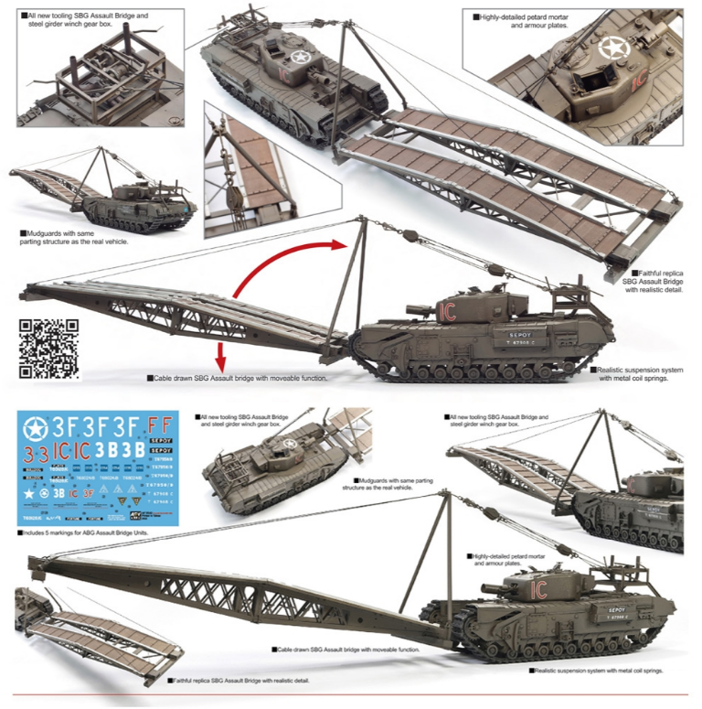 AFV AF35342 British Army Churchill Mk IV AVRE w/ SBG Bridge 1/35 SCALE ...