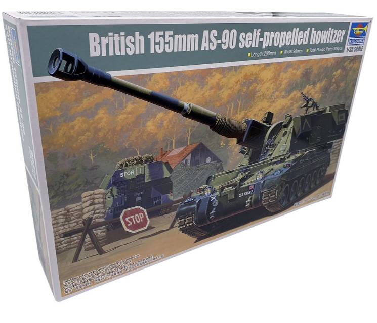 TRUMPETER 00324 British Army AS-90 155mm SP Howitzer 1/35 SCALE – B & H ...