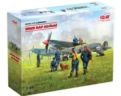 ICM DS4802 WWII RAF Airfield Diorama Set with 7 Figures & 2 Spitfires 1 ...
